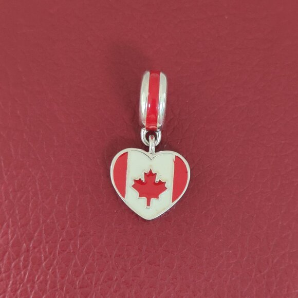 Pandora | Jewelry | Pandora Canada Heart Flag Dangle Charm | Poshmark